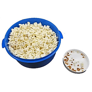Kernel Catcher Popcorn Bowl-- Dentist Invented, Dishwasher Safe, Recycled Material (Blue)