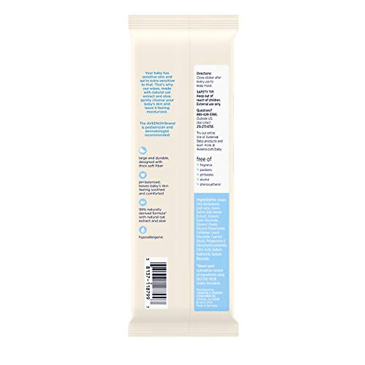 Aveeno Baby Sensitive All Over Wipes, Hypoallergenic, Paraben-& Fragrance-Free 10ct (Pack of 48, 480 Total Wipes)