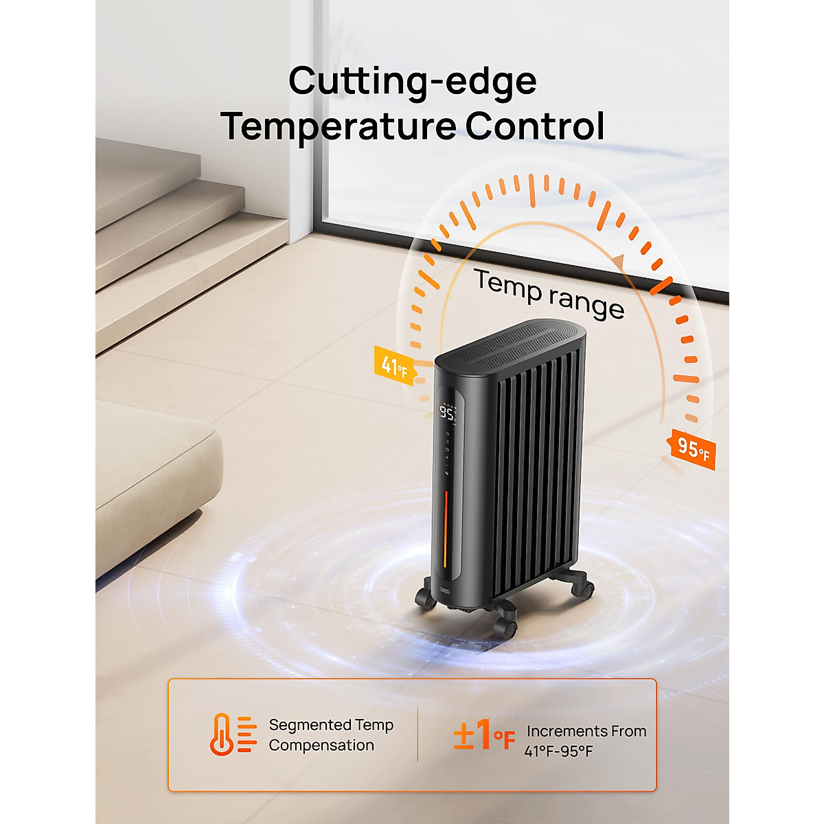 Dreo Oil Filled Radiator Heater, 1500W Radiant Heater with Remote Control, Digital Thermostat, 4 Modes, 24h Timer, 10 Safety Protections, Child Lock, Space Heaters for Indoor Use Large Room Bedroom