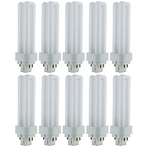 Sunlite PLD13/E/SP41K Compact Fluorescent PLD 4-Pin Double U-Shaped Twin Tube, 13 Watts, 120 Volts, 780 Lumens, 4100K Cool White, 4-Pin G24q1 Base, 10 Pack