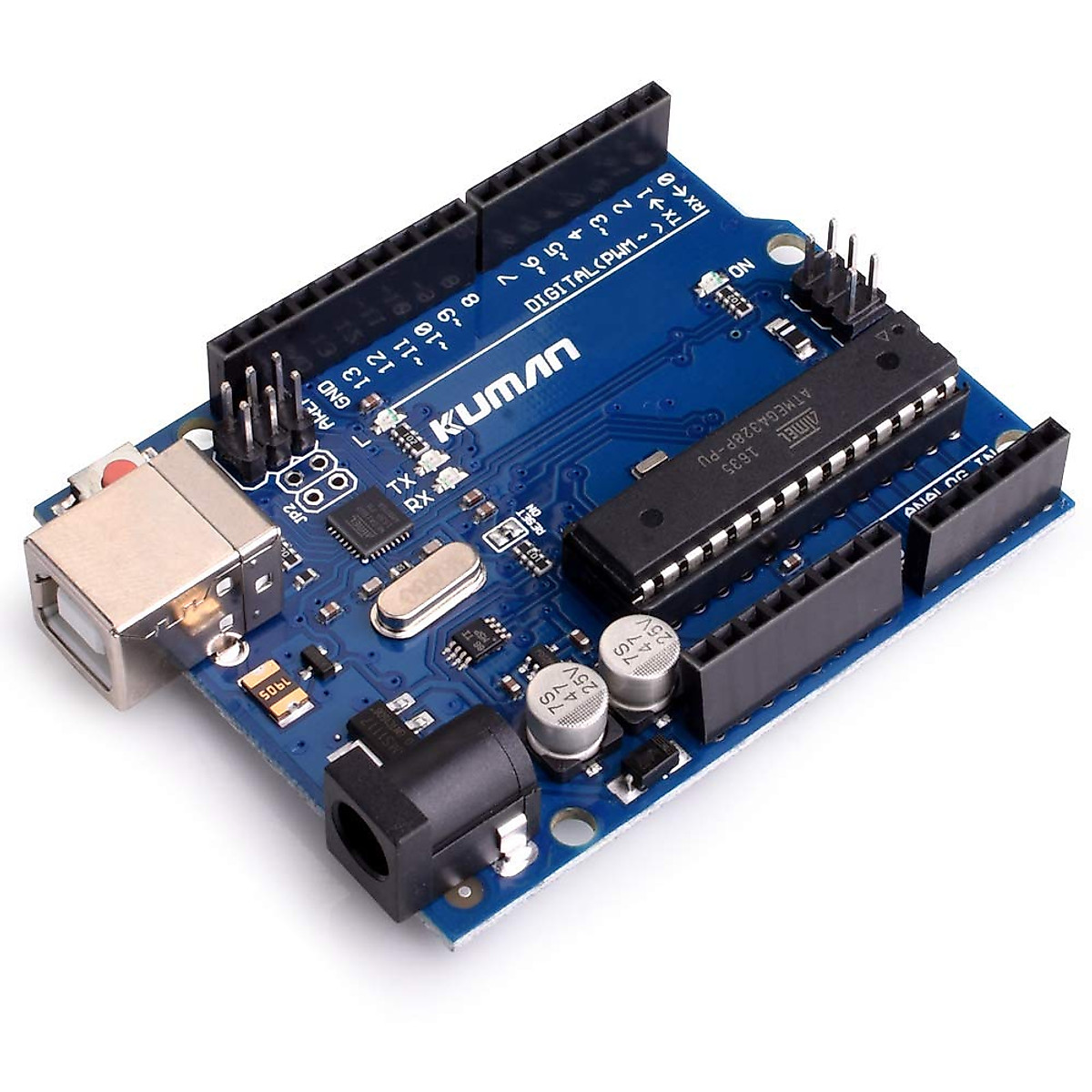 kuman CNC Shield Expansion Board V3.0 +UNO R3 Board + A4988 Stepper Motor Driver with Heatsink for Arduino Kits K75 (CNC Shield+UNO R3+Stepper Motor) (K75-CNC-UK), Red Blue