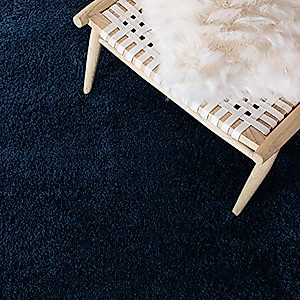 SAFAVIEH August Shag Collection 8' x 10' Navy AUG553M Solid Non-Shedding Living Room Bedroom Dining Room Entryway Plush 1.25-inch Thick Area Rug