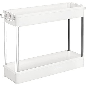 Under Sink Organizers and Storage, Bathroom Organizer Under Sink, Under Cabinet Storage, Kitchen Cabinet Organizers and Storage, 15.7 x 5.1 x 12.2 Inches, White UBUO003W01
