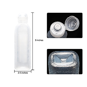 CHENSHUO Plastic Squeeze Bottle, Clear Condiment Squeeze Bottle, With Silicone Valve Non Return Cap,Suitable for Oil, Honey, BBQ Sauce and Condiments,18 OZ Anti Slip Squeeze Bottle,2 Pieces