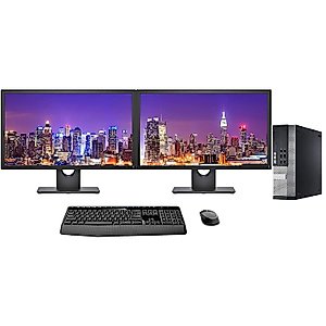 TM Desktop Computer Core i7, 16GB, 500GB SSD, 2 New 24in Monitors, Wireless Keyboard and Mouse WiFi, 4 in 1 USB Hub Win 11 Pro (Renewed)