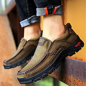 ALITIKAVIC Mens Slip On Casual Shoes Leather Comfortable Walking Loafers