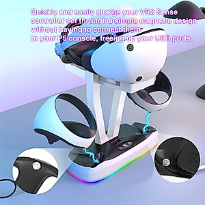 for PS5 VR2 Dual Sense Controller Charging Dock, for PSVR2 Magnetic Charging Station with RGB Lighting, VR2 Headset Display Stander VR Accessories