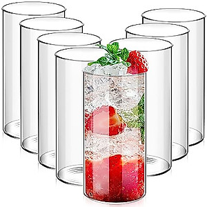 Hoolerry 8 Pack 19 oz Highball Drinking Glasses Thin Highball Glasses Clear Glass Mugs Cocktail Glasses Round Water Glasses Elegant Bar Glassware Glass Drink Tumblers for Coffee Juice Beer Milk