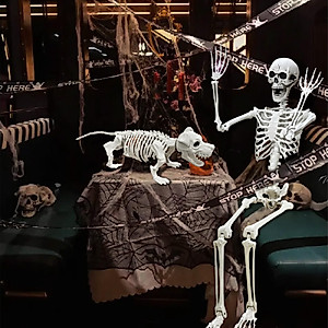 5.4Ft Halloween Life Size Human Skeletons with Dog Skeleton,Poseable Life Size Skeletons Plastic Human Bones with Movable Joints for Halloween Decoration