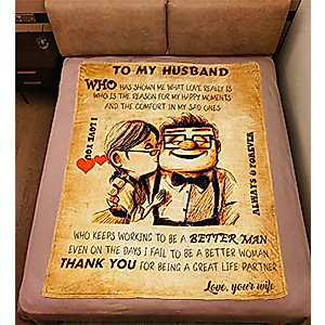 Bed Throw Blanket Gift to Husband from Wife Love Letter Super-Soft Flannel Blanket for Christmas Birthday Memorial Day Father‘s Day Anniversary Emotion Blanket-Large