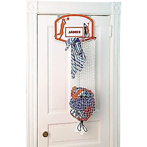 Etna Over the Door Basketball Laundry Hamper -Space Saving Hanging Laundry Hamper with Metal Ring, Backboard, Drawstring Bag-Fun Laundry Hamper to use in Kids Room, Dorm Rooms, Dunk Away Dirty Laundry