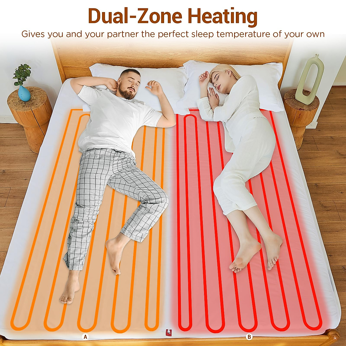Comfytemp Heated Mattress Pad Queen —Dual Zone Control & Preheat Function & Smart Downshift, 60"x80" Bed Warmer — 12 Hour Timers & Heat Settings, Electric Non-Slip Mattress Cover Pad with Deep Pocket