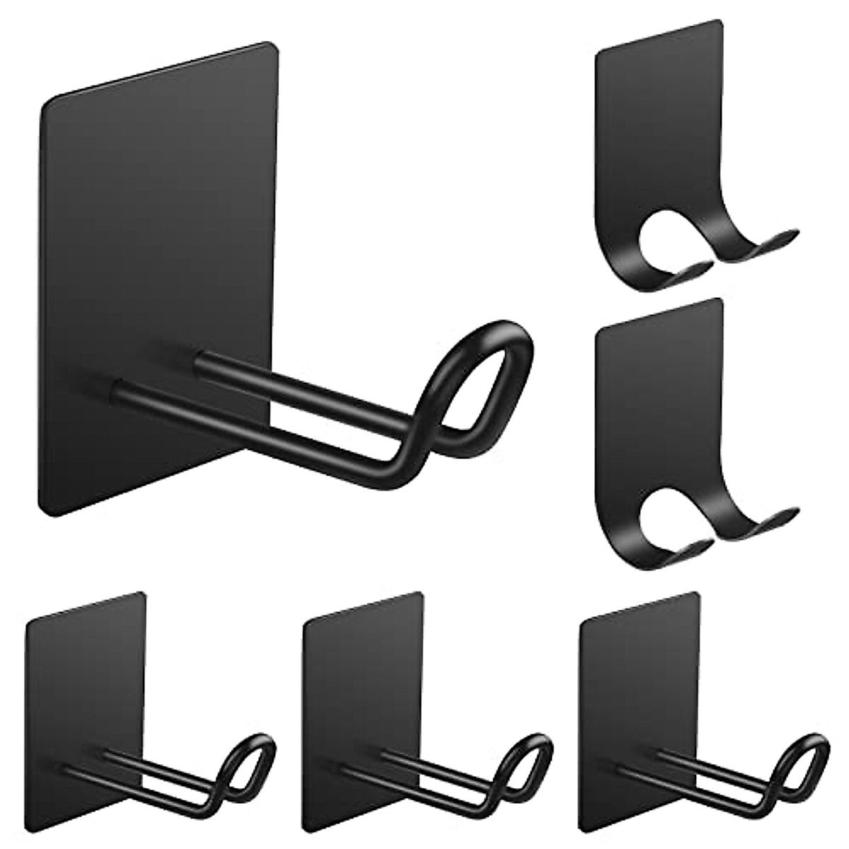 Enkrio Wall Hooks Towel Hooks 6 Pack Heavy Duty Bathroom Self Adhesive Hooks, Sticky Hooks for Hanging Coat, Hat, Loofah – Matte Black