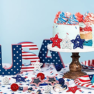 Yulejo 36 Pieces Vase Filler Wicker Rattan Balls Colorful Vase Filler for Home Decor Table Decorative Balls for Bowls Natural Rattan Balls for Holiday Party Decoration(Red, White, Round and Star)