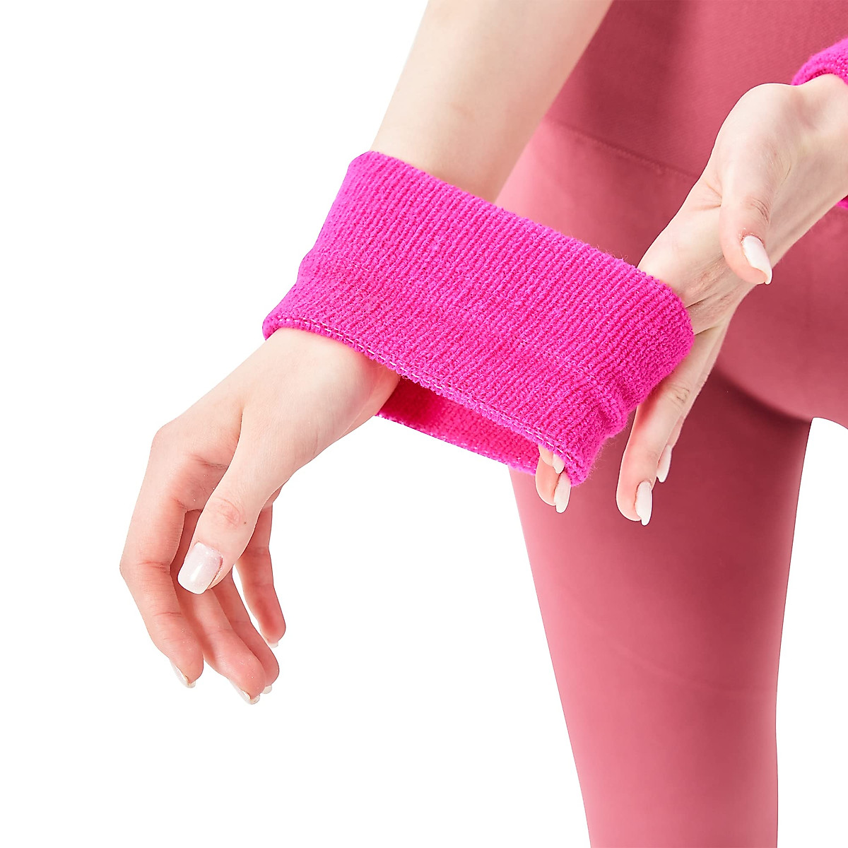 Mallofusa 10 Pack Sports Wristband Sweatband Gym Yoga Wrist Support Sweatband Cotton Wrist Wraps