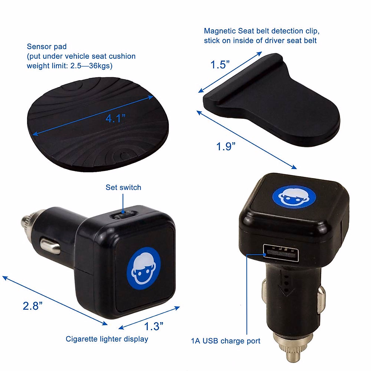 EASYGUARD BAS001 Baby Car Seat Alarm Reminder car Baby Seat pad Alarm System, Baby in Car Reminder Warning with Light and Sounds Remind When Power Off or Unbuckle DC12V