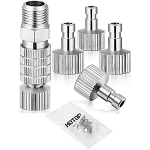 Airbrush Quick Release Coupling Disconnect Adapter Kit, 5 Pieces 1/8 Inch Female Connectors and Male Adapters Adjustment Control Valve Airbrush Accessories for Air Compressor and Airbrush Hose