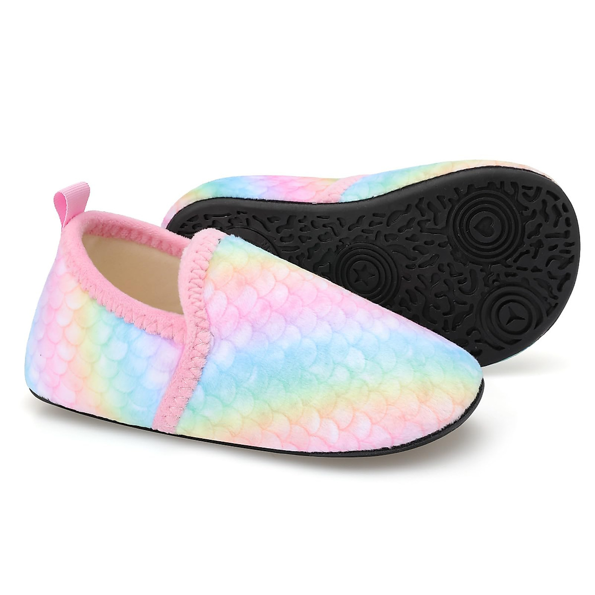 Scurtain Unisex Toddler Slippers - Big Kids & Little Kids Sizes, Artificial Woolen, Colorful 8.5-9