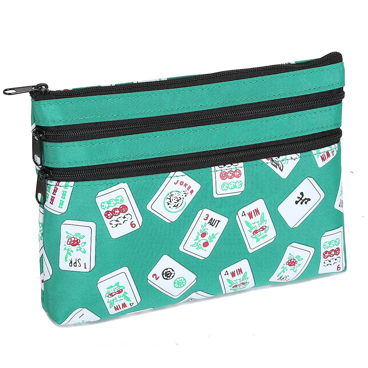 Mah Jongg Direct Green Color Tiles Pattern 3-Zipper Purse, holds 2023 card, easy to clean, designer style