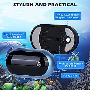 Aquarium Thermometer Digital - Fish Tank Thermometer, LED Fish Tank Thermometer with Touch Screen, Digital Fish Tank Thermometer with High Precision Sensor for Glass Containers, Turtle Tank, Aquariums