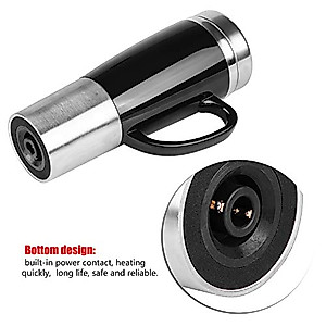 Car Electric Kettle, Car Electric Stainless Steel Heating Cup Coffee Tea Drinking Cup Mug Black for Winter Travel (12V)