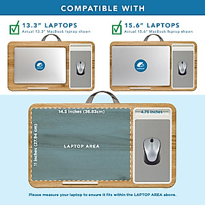 LapGear Home Office Lap Desk with Device Ledge, Mouse Pad, and Phone Holder - Oak Woodgrain - Fits up to 15.6 Inch Laptops - Style No. 91589