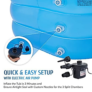 CO-Z Inflatable Bathtub with Electric Air Pump and Bath Pillow Headrest, Portable Blow Up Bath Tub for Adults, Outdoor or Indoor Freestanding Foldable Spa Tub with Cover Drainage Hose Cup Holder, Blue