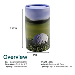 Golf Scattering Tube - Extra Small, Biodegradable Cremation Urn for Ashes, Extra Small Sized Cremation Urn, 5.25 Inches High