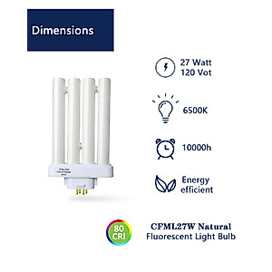 Valoisa CFML27VLX Natural Daylight Spectrum Fluorescent Light Bulb,Replacement for VERILUX CFML27VLX,6500K