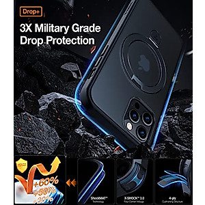 TORRAS Magnetic UPRO Ostand Designed for iPhone 12 Case & iPhone 12 Pro Case, Compatible with Magsafe Ring Stand, Military Grade Drop Protection, Shockproof Hard Translucent Slim 12 Phone Case, Black