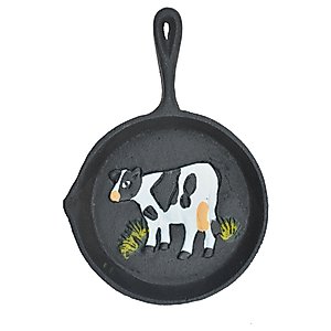 Import Wholesales Cast Iron Skillet Wall Hanging Plaque Holstein Dairy Cow 7.75" Long Decoration