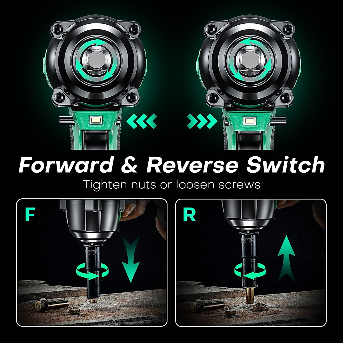 KIMO Cordless Impact Wrench 1/2", Brushless Impact Driver with 400 ft-lb Max Torque, 3000 RPM, 20V Electric Impact Wrench with 1 Hour Fast Charger & Variable Speeds, 1/2 Impact Gun for Car Home
