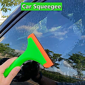 Lunbengo Small Window Squeegee, Streak-Free 5.9In Silicone Water Blade for Auto Windshield Wiper, Sink and Mirror, 7.5In Long Glass Care Squeegee for Vehicle Tinting, Glass Film Application, Green