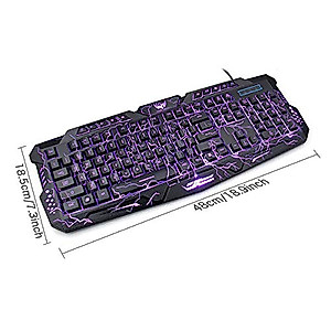 Ants-Store - LED 3 Color Backlight/Crackle M-200 Multimedia Ergonomic USB Gaming Keyboard