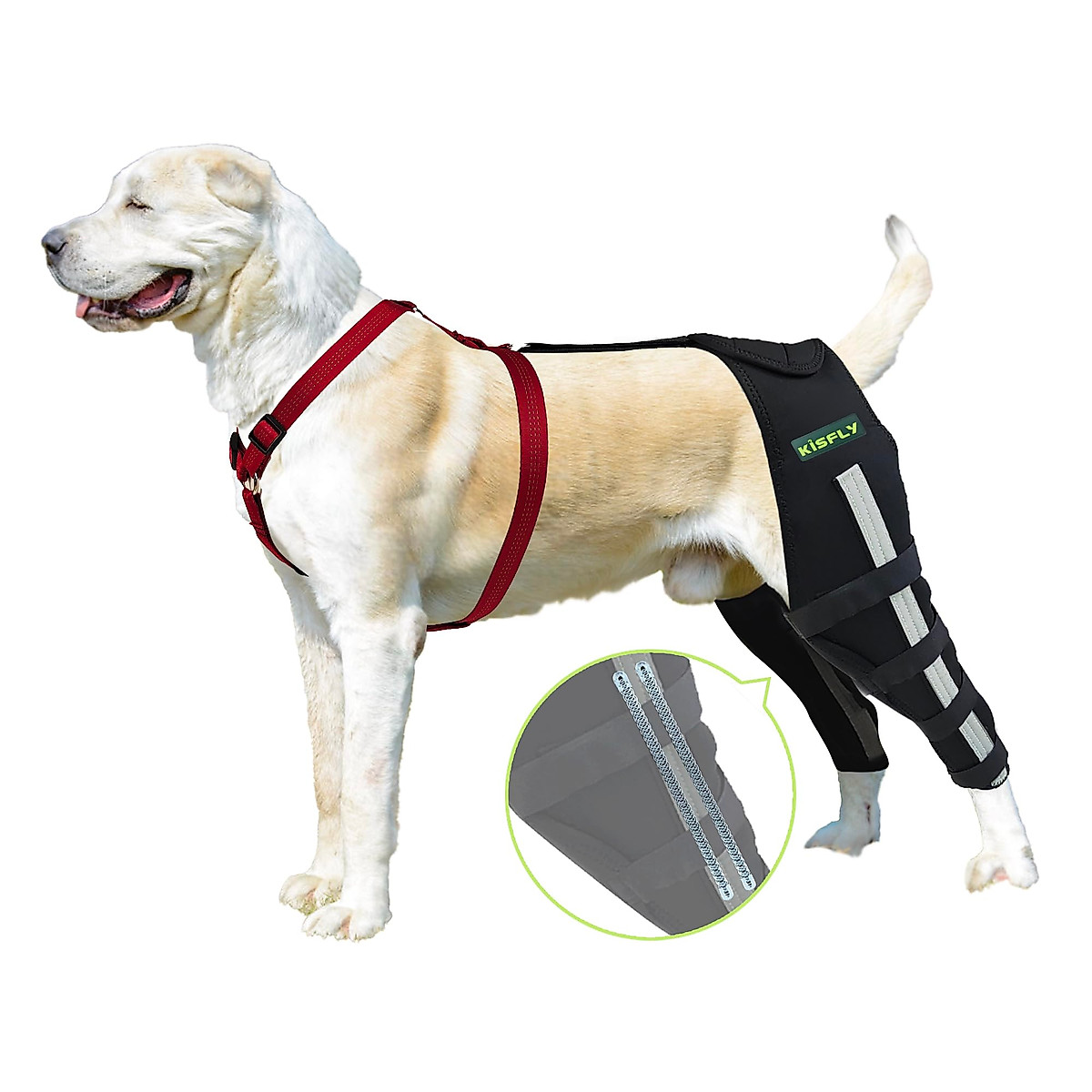 KISFLY Rear Leg Braces for Dogs Luxating Patella Joint Pain Dog Knee Brace for Torn ACL Hind Leg with Reflective Support Strip Both Legs L