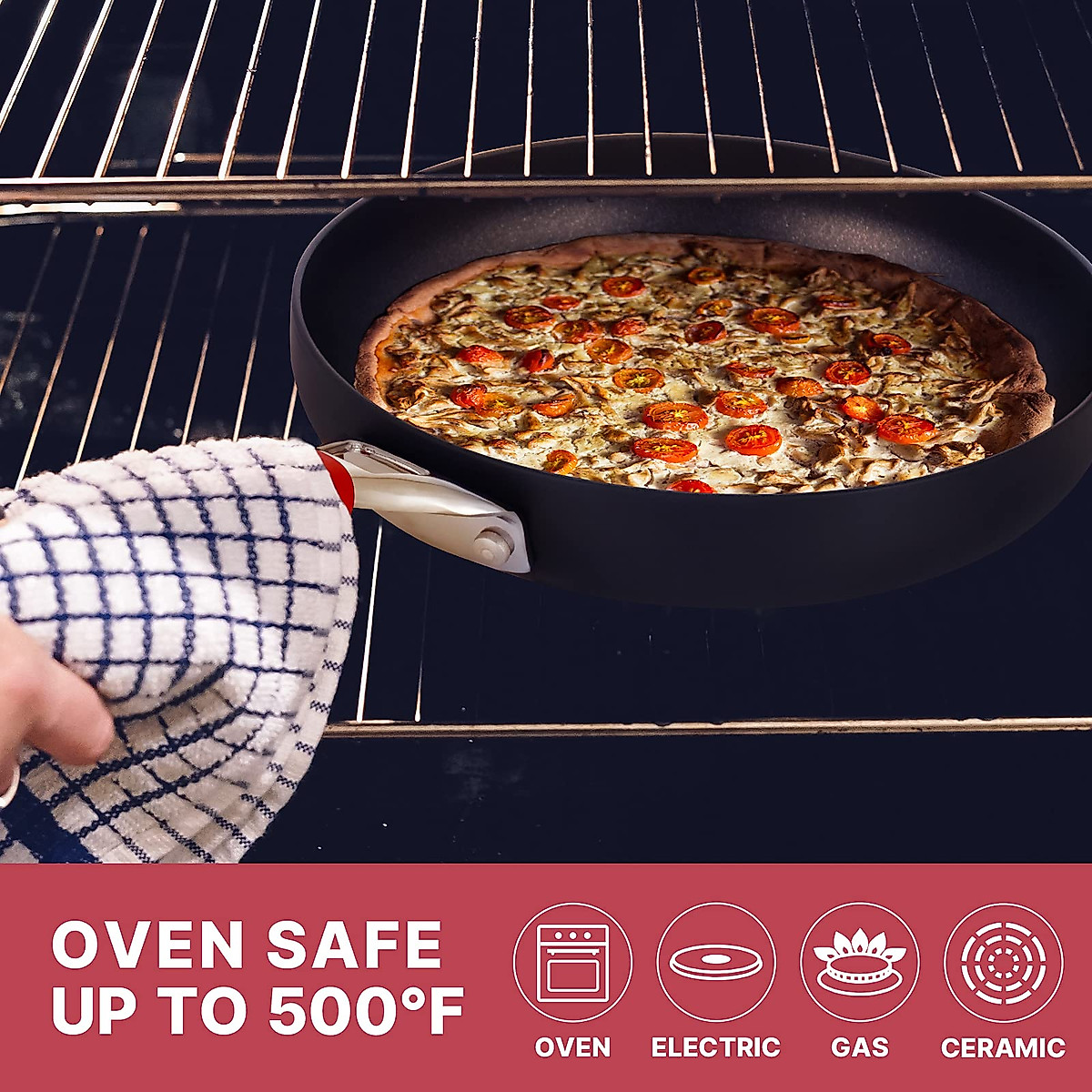 EPPMO Nonstick Fry Pan, Hard Anodized Open Small Skillet With Stay Cool Silicone Handle, 8 Inch