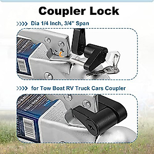 Lonsge Trailer Hitch Coupler Lock Kit|Includes 2" & 1/4" Couplers|Reinforced Solid Steel Coupler Lock for Travel Trailers, RV, Boat & More|Heavy Duty Anti-Theft Tongue Locks for Ultimate Peace of Mind