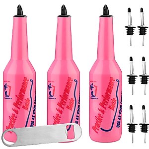 SuproBarware Flair Bottle Decorative Bottles - 25oz/750ml Set of 10 Flair Bartender Practice & Performance Bottle Pink