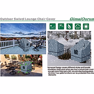 GimaiOurunOutdoor Swivel Lounge Chair Cover 1 Set, Waterproof Heavy Duty Outdoor Chair Cover, Outdoor Lawn Patio Furniture Rocking Chair Cover, (30 W x 35 D x 38.5 H inches), Gray