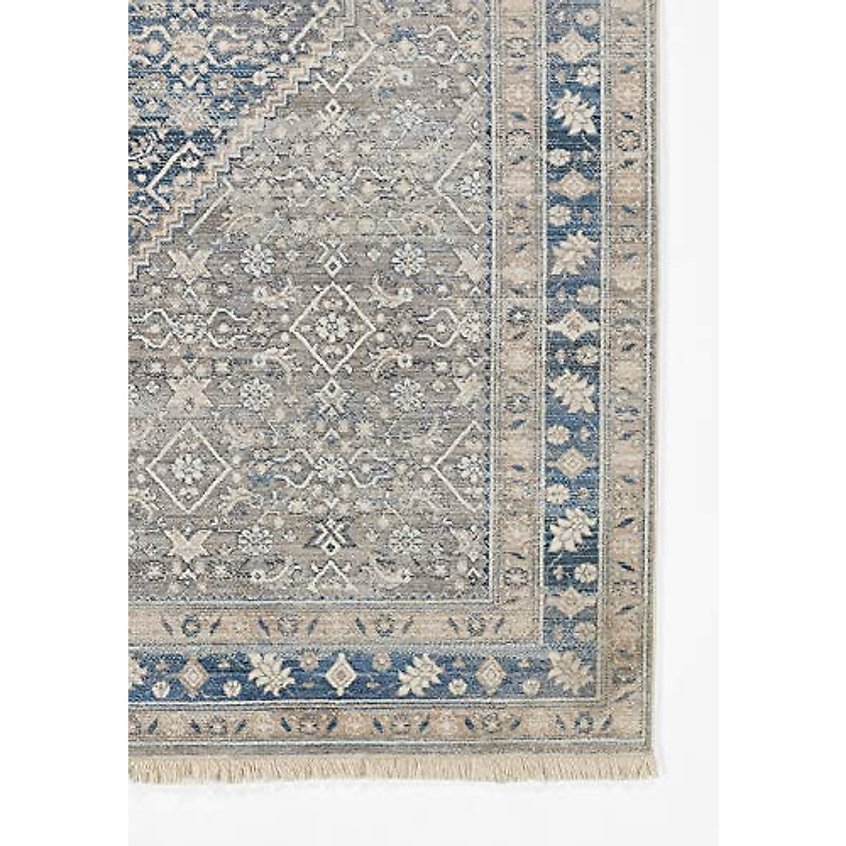 Momeni Izmir Polyester Traditional Indoor Area Rug, Blue, 8' X 10' (IZMIRIZ-03BLU80A0)