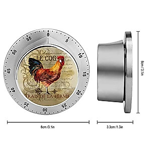 Kitchen Timer Rooster Retro Classroom Timer Stainless Steel Countdown Timer with Magnetic Backing