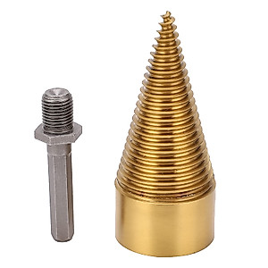 Hex Shank Drill Screw Cone, 42mm Ti Plating Split Tool Twist Firewood Splitter, Tree Stump Breaker Wood Cone Punch Drill Bit