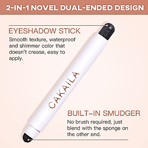 LOKFAR Cream Eye-Shadow Stick, Waterproof Cream Eyeshadow Pen Rotatable Creamy Eye Shadow Pencil Crayon, Matte and Shimmer Eyeshadow Makeup Stick with Sponge Smudger (11# Smoky Gray-black)