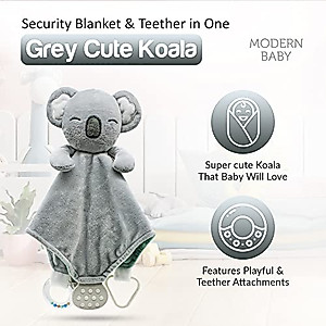 MODERN BABY Security Blanket Loveys for Babies Koala Stuffed Taggy Blanket Teether Toy Super Soft