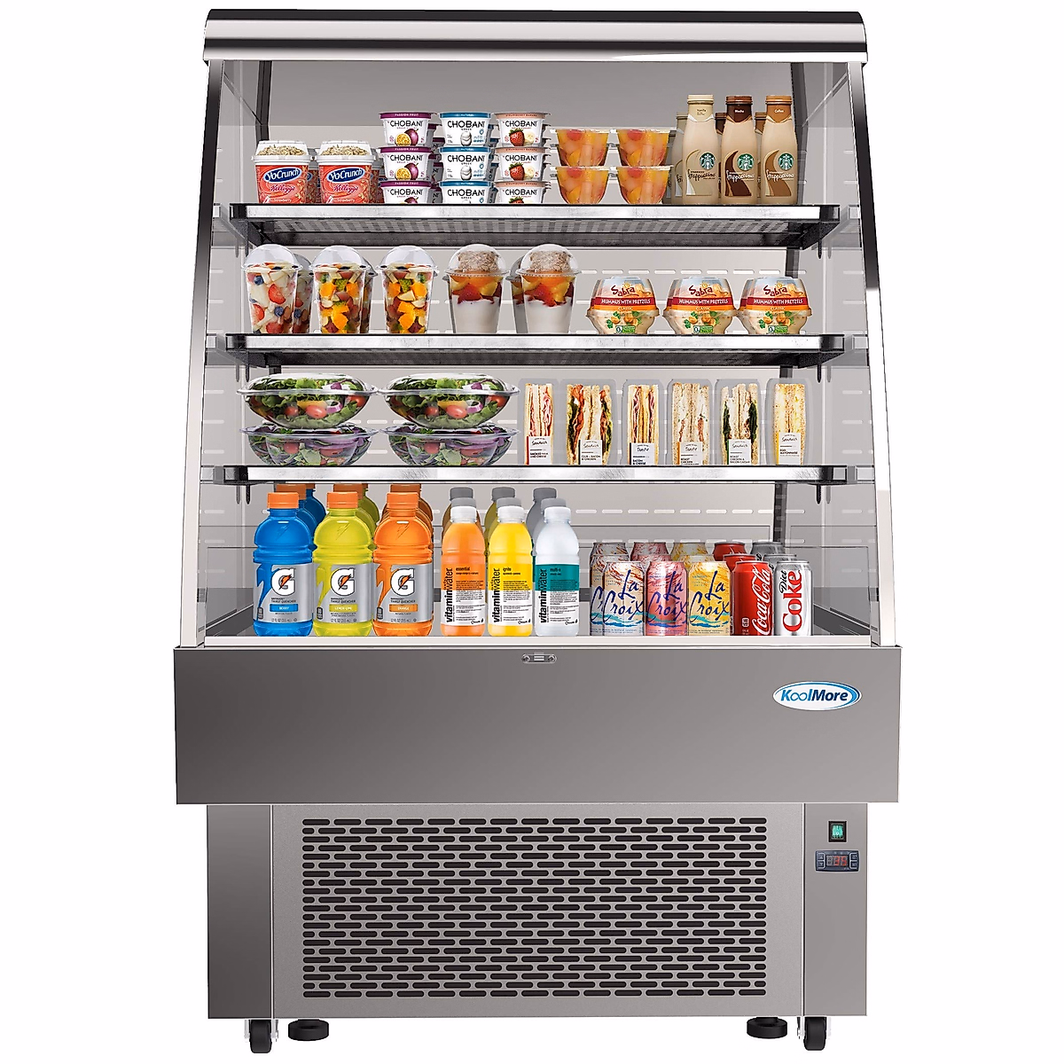 KoolMore - CDA-13C Open Air Merchandiser Grab and Go Refrigerator with LED Lighting and Night Curtain - 13.4 cu.ft