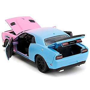 2015 Challenger SRT Hellcat Pink and Blue Pink Slips Series 1/24 Diecast Model Car by Jada 34658