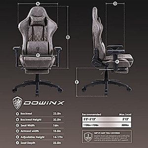 Dowinx Gaming Chair Ergonomic Racing Style Recliner with Massage Lumbar Support,4D armrests Game Chair for Computer PU Leather with Retractable Footrest Brown
