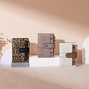 CLUCI Small Wallet for Women Leather Bifold Multi Mini Card Holder Organizer Designer Ladies Zipper Coin with Removable ID Window 0 Beige with Brown