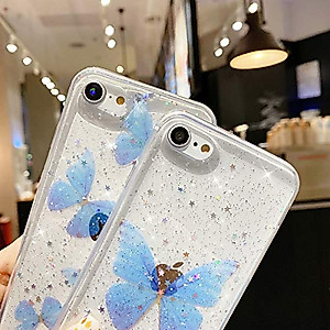 HJWKJUS Compatible with iPhone 7/8/SE 2020/SE 2022 Cute Clear Case,Bling Glitter Sparkly Butterfly Design Slim Soft TPU Protective Phone Case for iPhone 7/8/SE 2020 4.7''