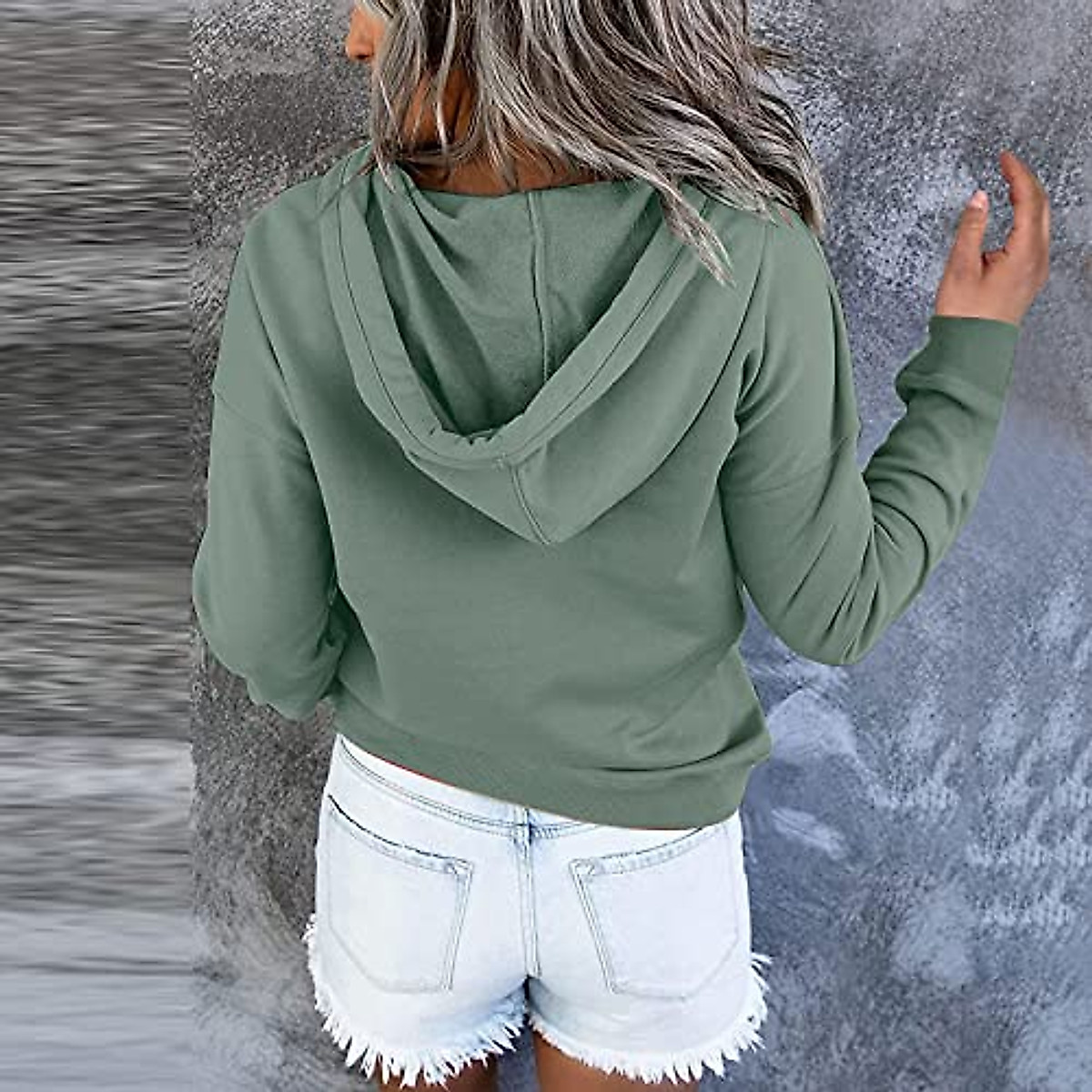 JJHAEVDY Womens Puppy Paw Prints Casual Hoodie Button Down Sweatshirts Long Sleeve Drawstring Pullover Tops Shirts